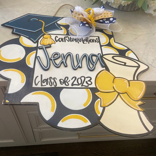 Personalized Sign| Wooden Graduation Door Hanger| Porch Sign| Graduate ...