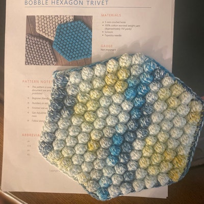 CROCHET PATTERN // Bobble Hexagon Trivet // Modern Trivet Pattern ...