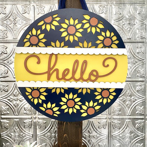 Hello Sunflower SVG, Welcome Sign SVG, Fall Door Decor Svg, Sunflower ...