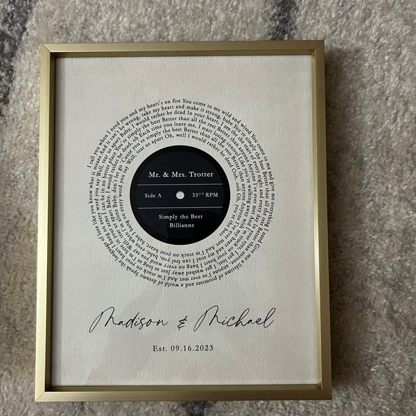 Wedding Song Lyric Art Anniversary Gift for Him Custom Song Lyrics Wall ...