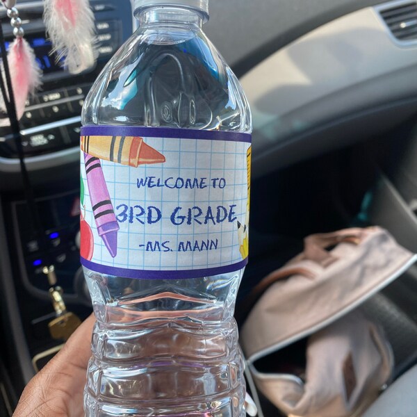 School Themed Water Bottle Label / Instant Download & Editable ...