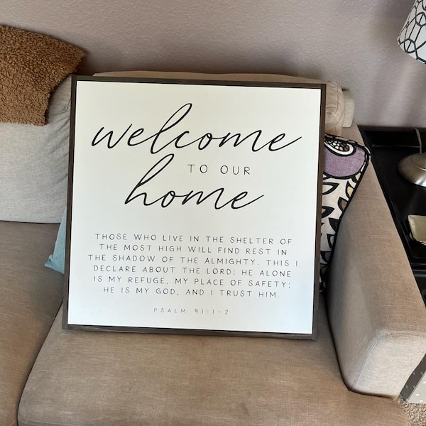 Welcome to Our Home - Wooden Framed Sign | Wood Wall Plaque | Shabby ...