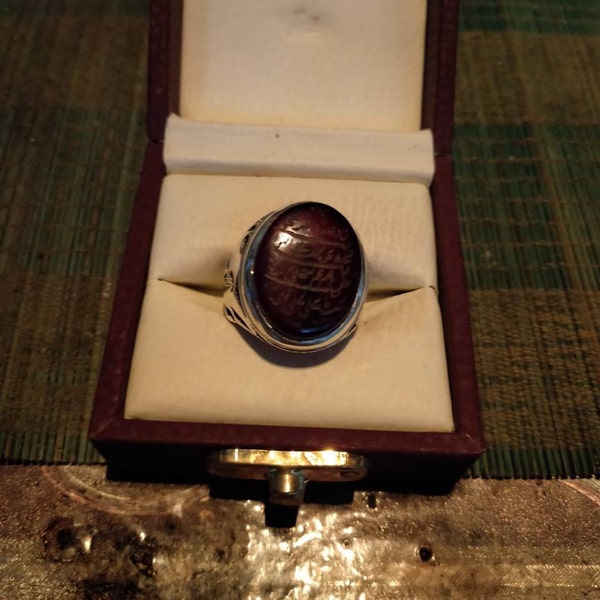 Naad-e-ali Written Yemeni Aqeeq Ring | Mens Agate Ring | Real Yamani ...