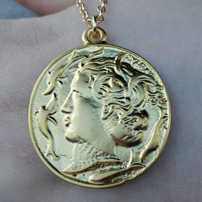 Gold Aphrodite Coin Necklace - Etsy