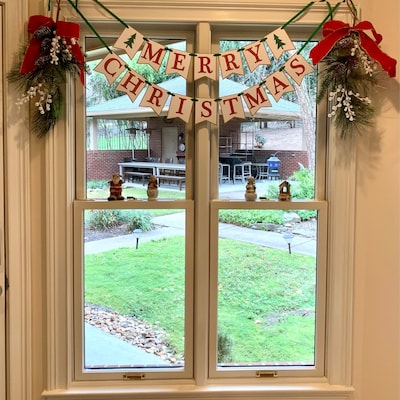 Merry Christmas Banner / Rustic Christmas Banner / Farmhouse Christmas ...
