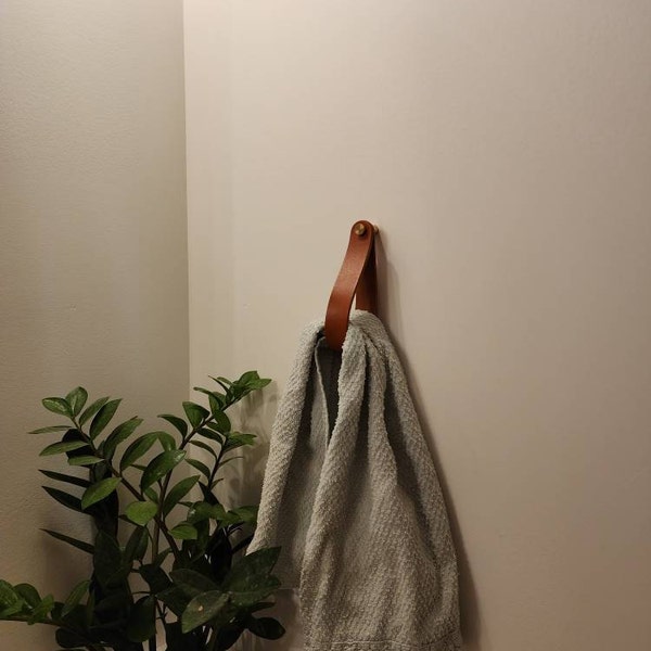 Leather Strap Hanger, Leather Wall Hook, Leather Loop, Leather Hanger ...