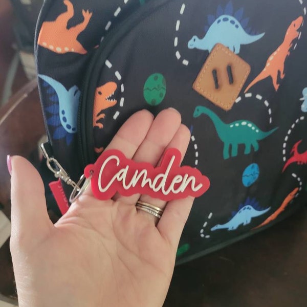 Acrylic Name Keychain, 3D Name Keychain, Backpack Keychain, Kids ...