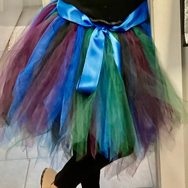 B03 Black & Aqua High-low Tutu (with Sewn in Satin LINING)//(33 Colors ...