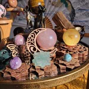 Crescent Moon Sphere Stand / Quality Handmade/ Wooden/ Crystal - Etsy