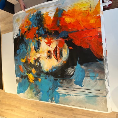 Abstract Face Painting on Canvas, Cororful Wall Art Original, Modern ...