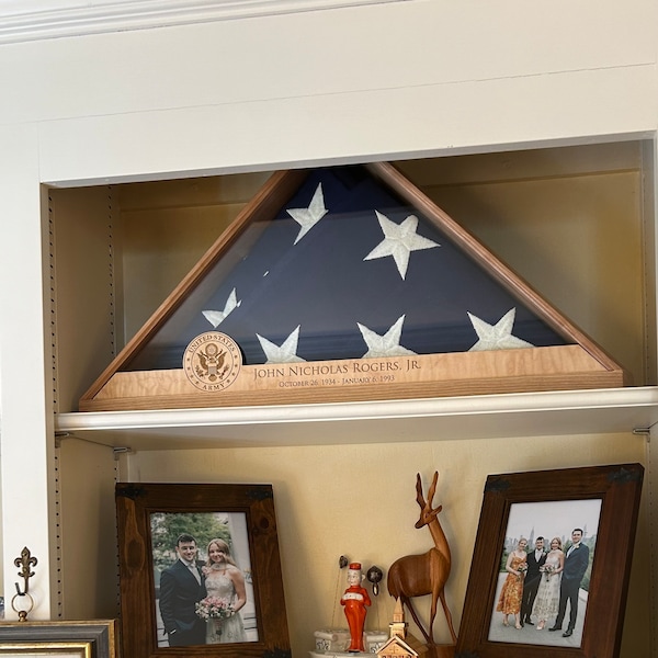 Personalized Memorial Flag Display Case for a 5' X 9.5' Burial or ...