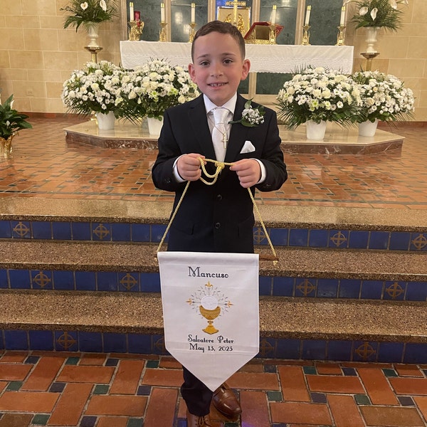 Personalized First Communion Banner With Ornate Embroidered Chalice - Etsy