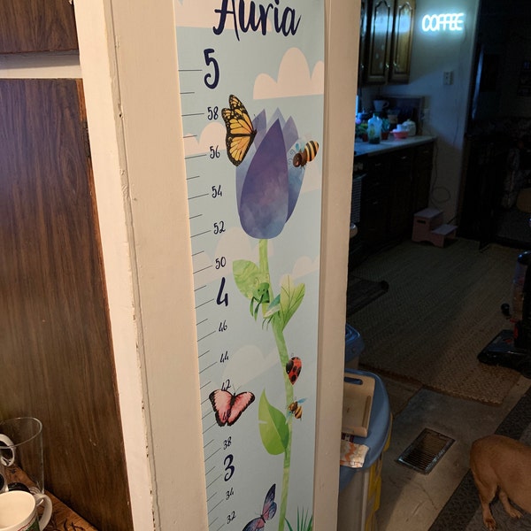 Garden Flower Growth Chart. Personalized Canvas Growth Chart. Flower ...