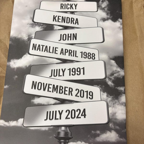 Custom Street Sign Multi-names Personalized Print Wall Art Canvas ...