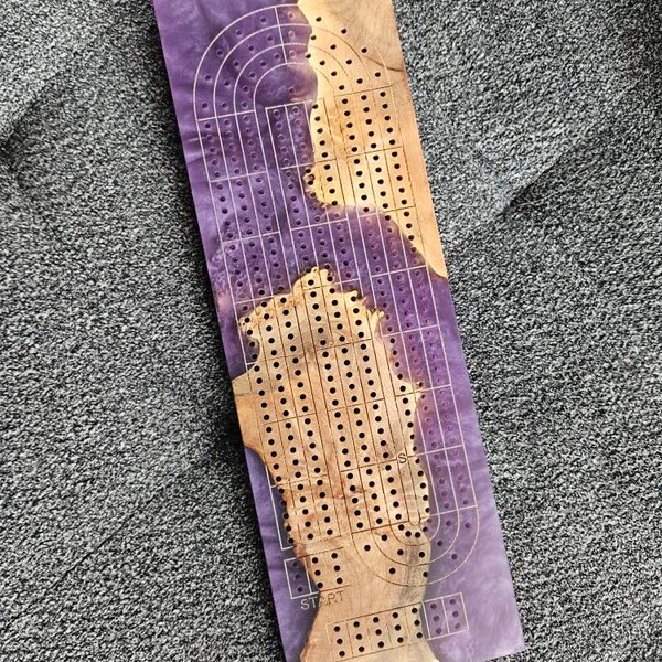Premium Handmade Cribbage Board Made From Maple Burl and Ghost Resin W ...