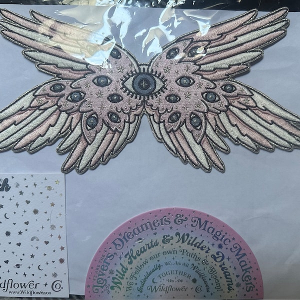 Angel Wings XL Back Patch for Jackets - Biblically Accurate Angel - Seraphim / Ophanim Angel ...