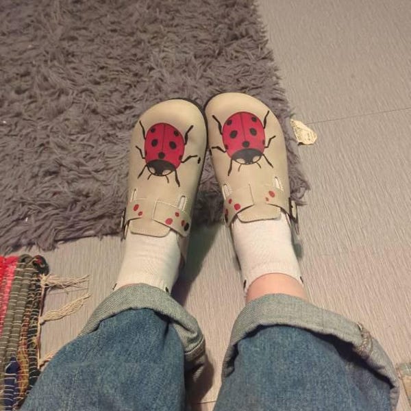 LADYBUG Themed Professional Womens Clogs, Comfortable Nurse & Doctor ...