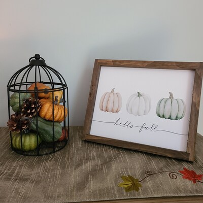 Hello Fall Watercolor Print, Autumn Decor, Fall Wall Art, Watercolor ...