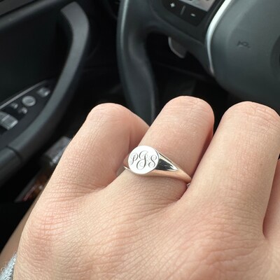 14K Gold Filled Signet Monogram Ring, Initial Gold Signet Ring ...