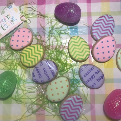 3 Happy Easter Colorful Eggs Cookie Bag Topper, Easter Eggs Cookie Bag ...