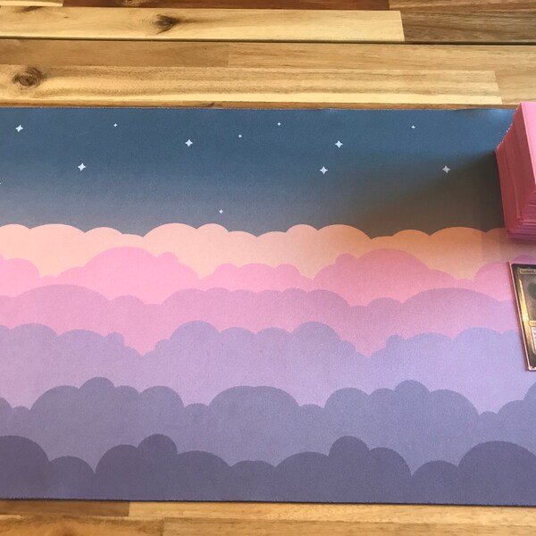 Cute Clouds Purple Desk Mat Kawaii, Desk Mat Cute, Mouse Pad Cute, Desk ...