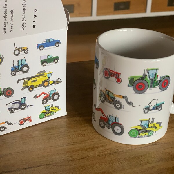Farm Vehicles Mug - Tractor Mug - Farmer Mug - Tractors Coffee Cup ...
