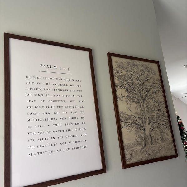 Christian Wall Art Set of 2, Psalm 1, Encouraging Bible Verse Print ...