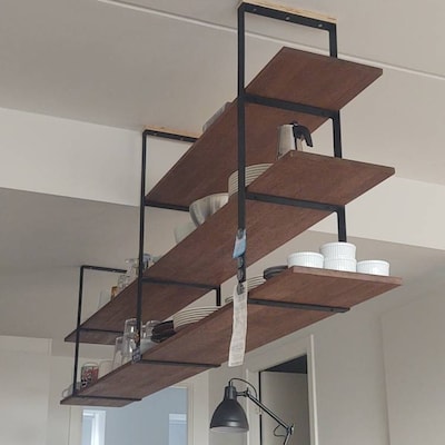 1 Steel Frames, Ceiling-mounted Floating Shelf Brackets, Any Size to ...