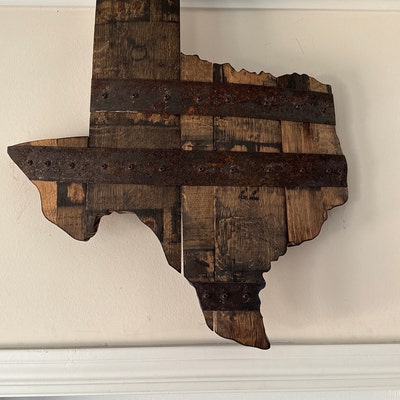 2 Texas State Bourbon Barrel Wood Cutout With Rings - Etsy