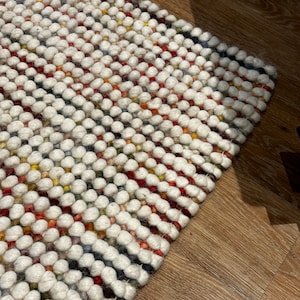 Rainbow Chunky Wool Loop Rug Hand Knotted, Multi Coloured, Soft, Funky ...