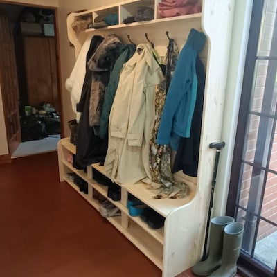 4ft Wide Coat Rack,boot Room, Hallway Bench,monks Bench, Shoe Storage ...