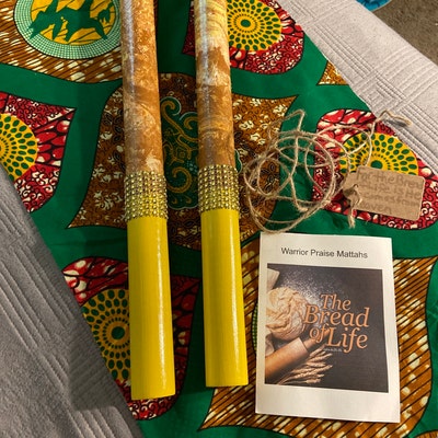 Gold Mattah-war Sticks-praise Instruments-worship Sticks-staff-painted ...