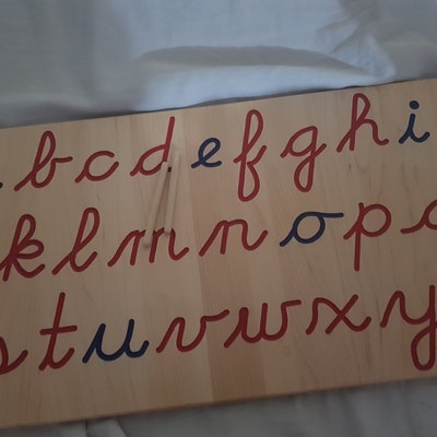 Cursive Alphabet Tracing Board Wooden Alphabet Board Wooden Tracing ...