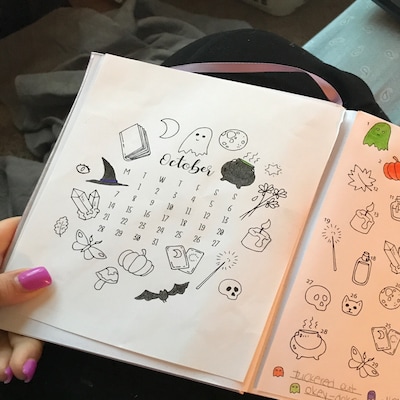 Hand-drawn CHERRY BLOSSOM Mood Tracker Printable Page Bulletjournal ...
