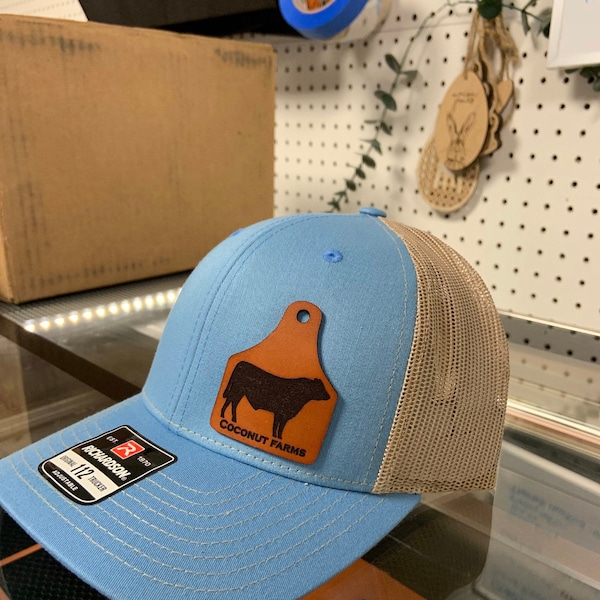 Custom Leather Patch Hat, Laser Engraved for Company Brand ...