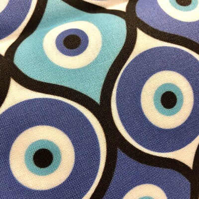 Evil Eye Fabric Evil Eye by Thirdhalfstudios Mystical Magical Blue Retro Geometric Cotton Fabric ...
