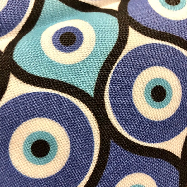 Evil Eye Fabric - Evil Eye by Thirdhalfstudios - Mystical Magical Blue ...