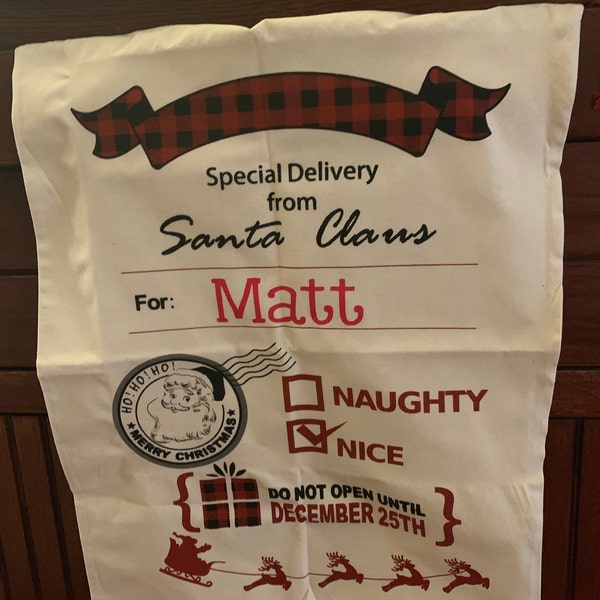 Santa Sack, Embroidered Santa Sack, Canvas Santa Sack for Kids ...