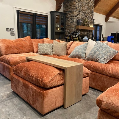 Ottoman Coffee Table on Wheels, Walnut Custom Ottoman Tray, Solid Wood ...