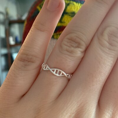 Unique DNA Design Adjustable Silver Ring-science Gift - Etsy