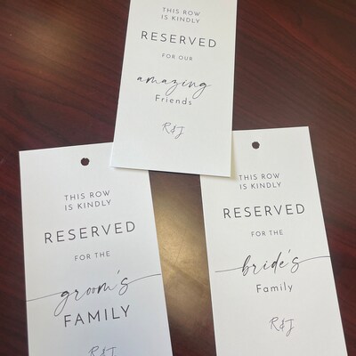 Reserved Chair Tags, Minimalist Reserved Tag, Modern Wedding Reserved ...