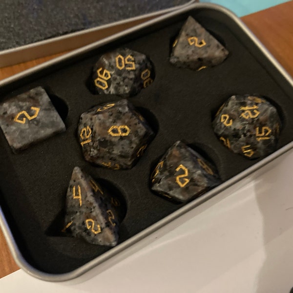 Full Set Yooperlite Gemstone Dice Stone Dice Set engraved Gemstone ...