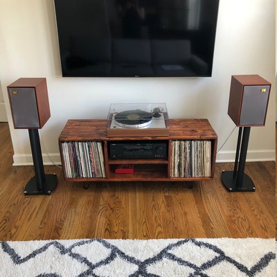 Record Player Table the Original One / Stand / Cabinet / Vinyl Storage ...