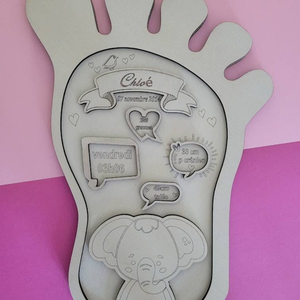 Footprint Birth Sign Svg, Baby Announcement Stats Bundle Props, Birth ...