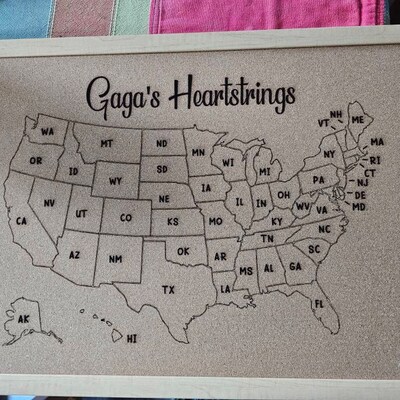 Laser Engraved USA Map Cork Board, Personalized Travel Map, US Map ...