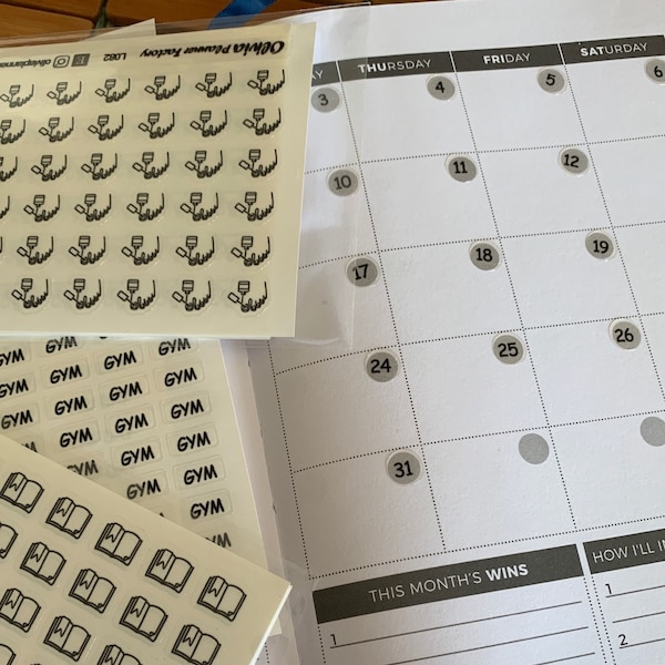 124 Pcs Round Number Sticker. Month Sticker, Number Label, Round Number ...