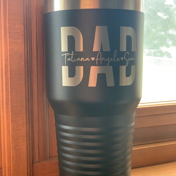 Dad Tumbler With Kids Names, Personalized Dad Cup, Daddy Tumbler, Dad ...