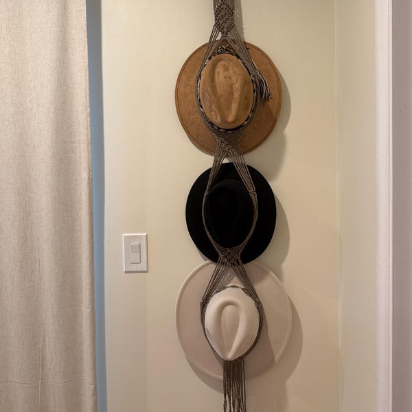 Macrame Wall Mount Hat Hanger, Wall Hat Storage Pattern, Minimal Hat ...
