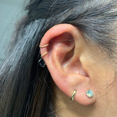 14k Gold Filled Double Hoop Nose Ring Double Nose Ring Hoop Small ...