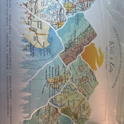 Personalized Long Distance Family Maps on Wood: 3-5 Locations, Custom ...